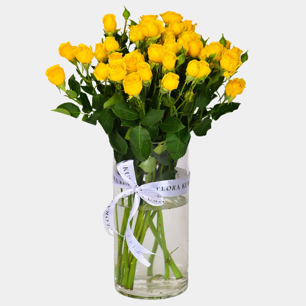 Yellow Baby Roses Vase | FloraKuwait.com